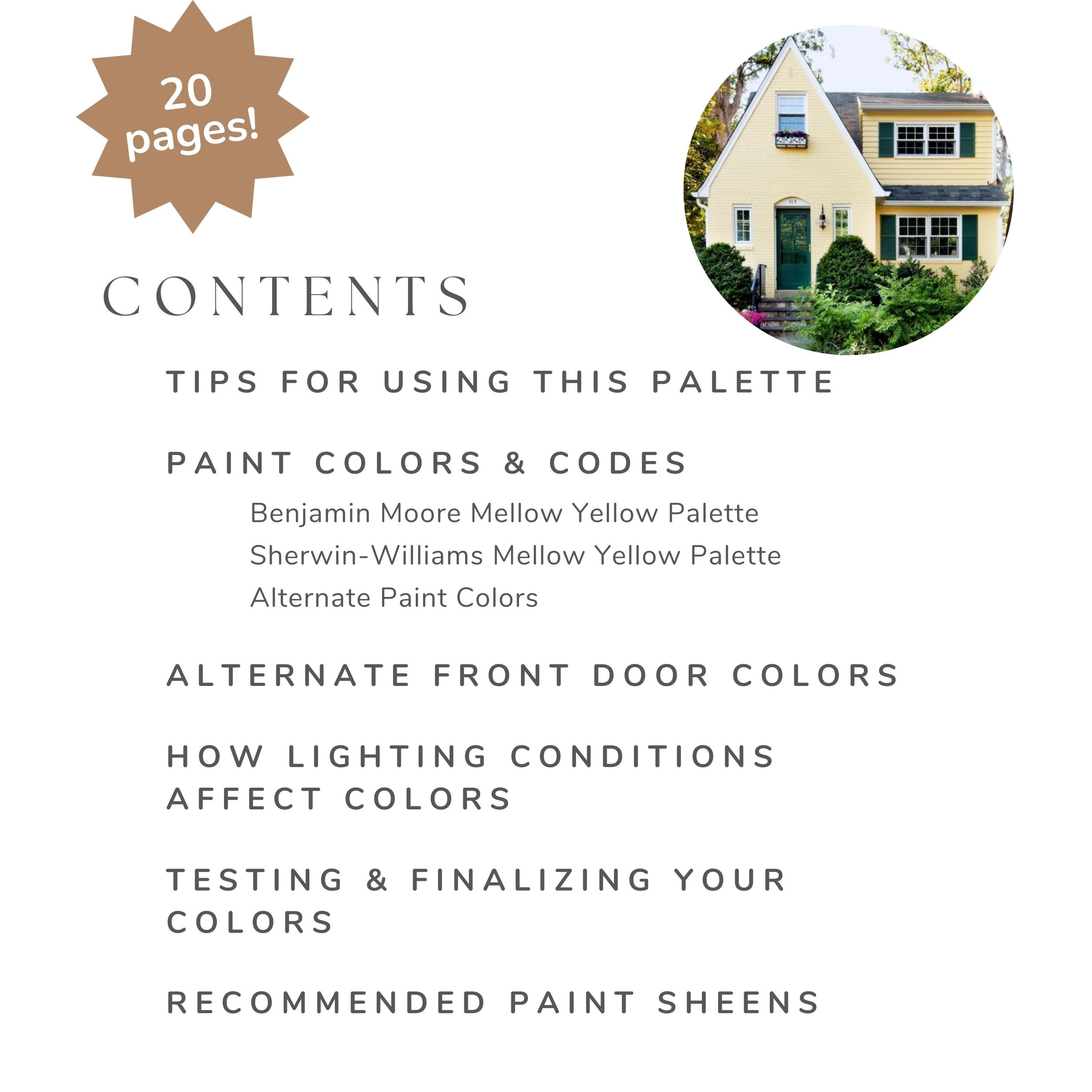 Exterior Paint Color Palette - Mellow Yellow - Etsy