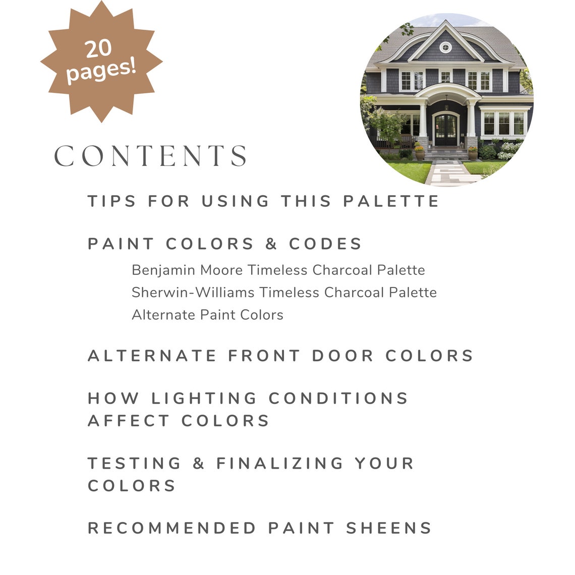 Exterior Paint Color Palette - Timeless Charcoal - Etsy