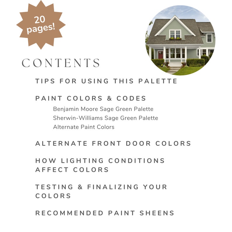 Exterior Paint Color Palette - Sage Green - Etsy