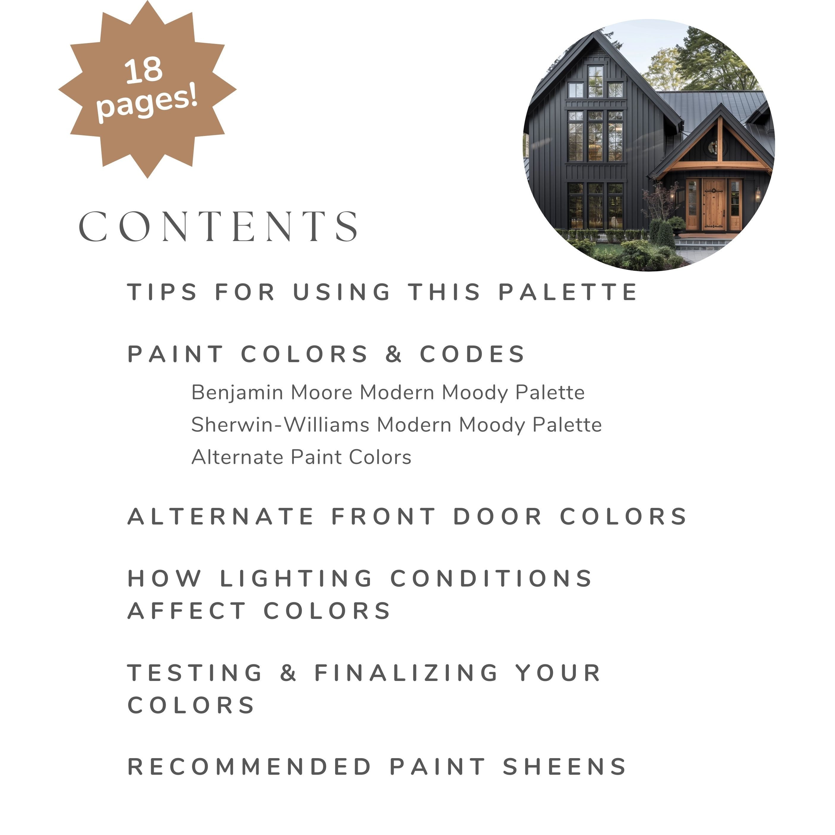 Exterior Paint Color Palette - Modern Moody - Etsy