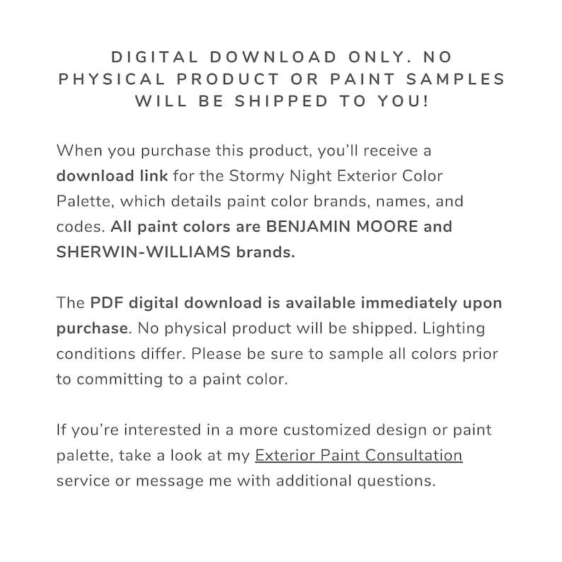 Exterior Paint Color Palette - Stormy Night - Etsy