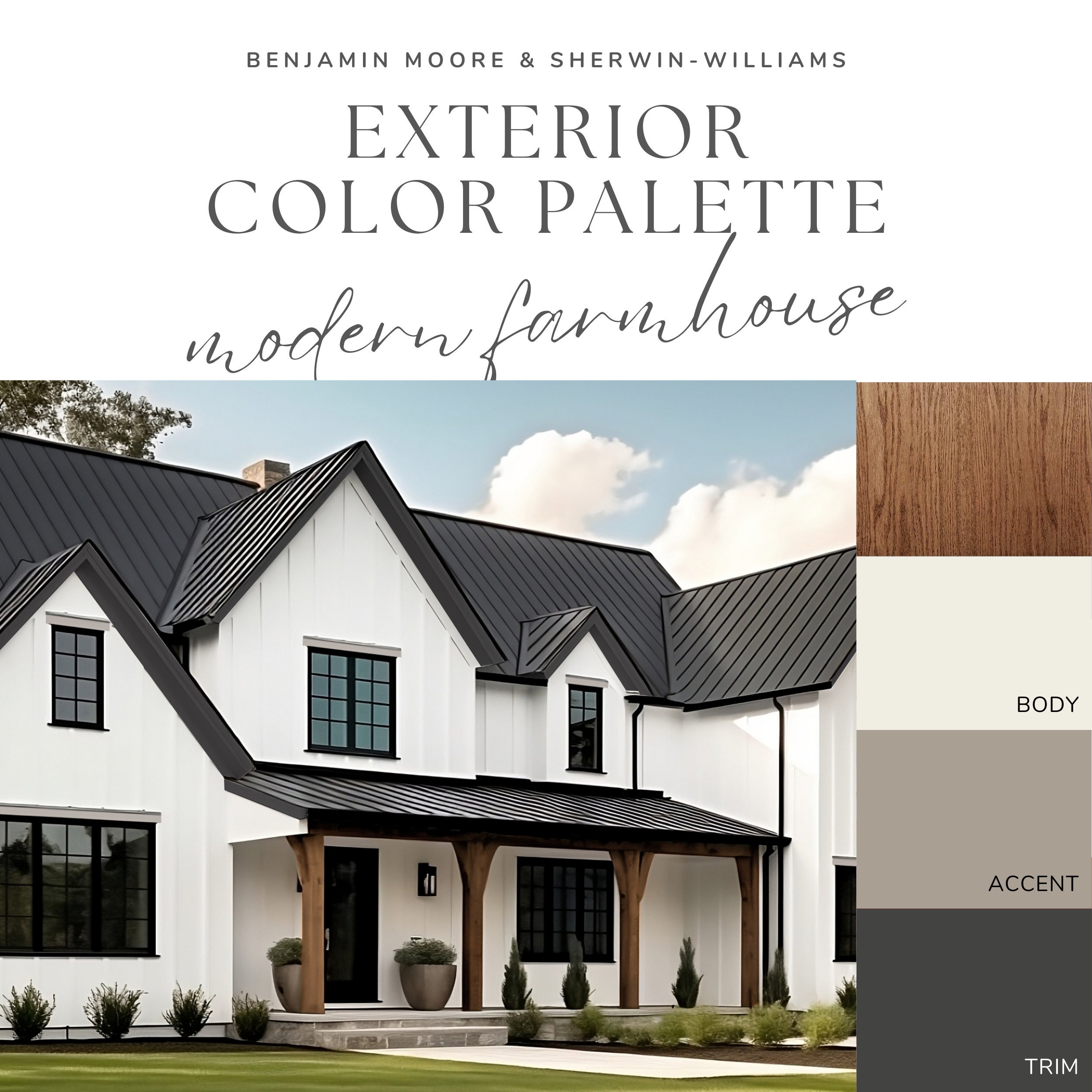 Exterior Paint Color Palette - Modern Farmhouse - Etsy