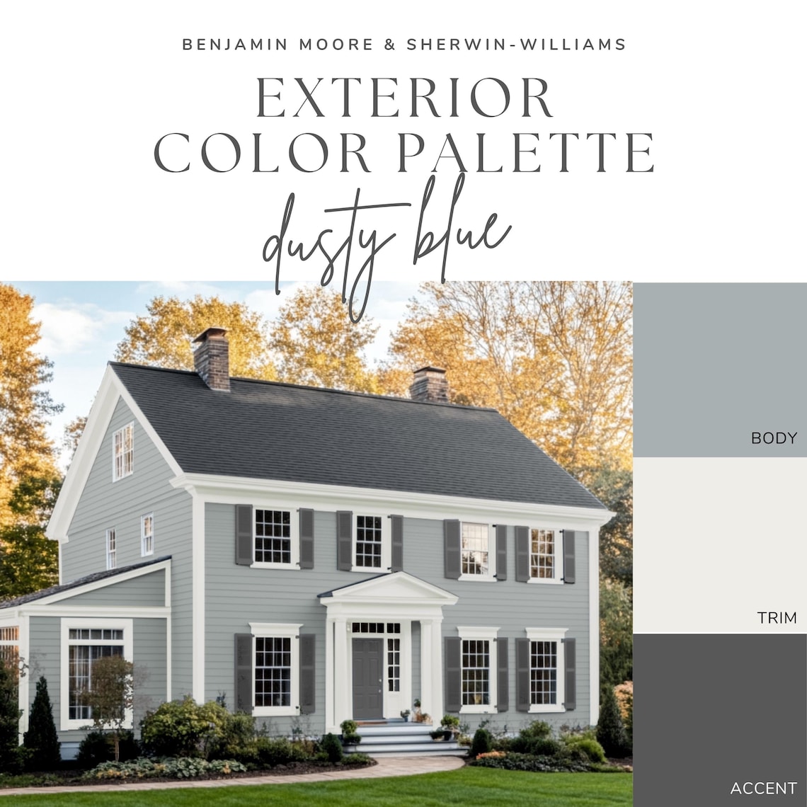 Exterior Paint Color Palette Dusty Blue - Etsy