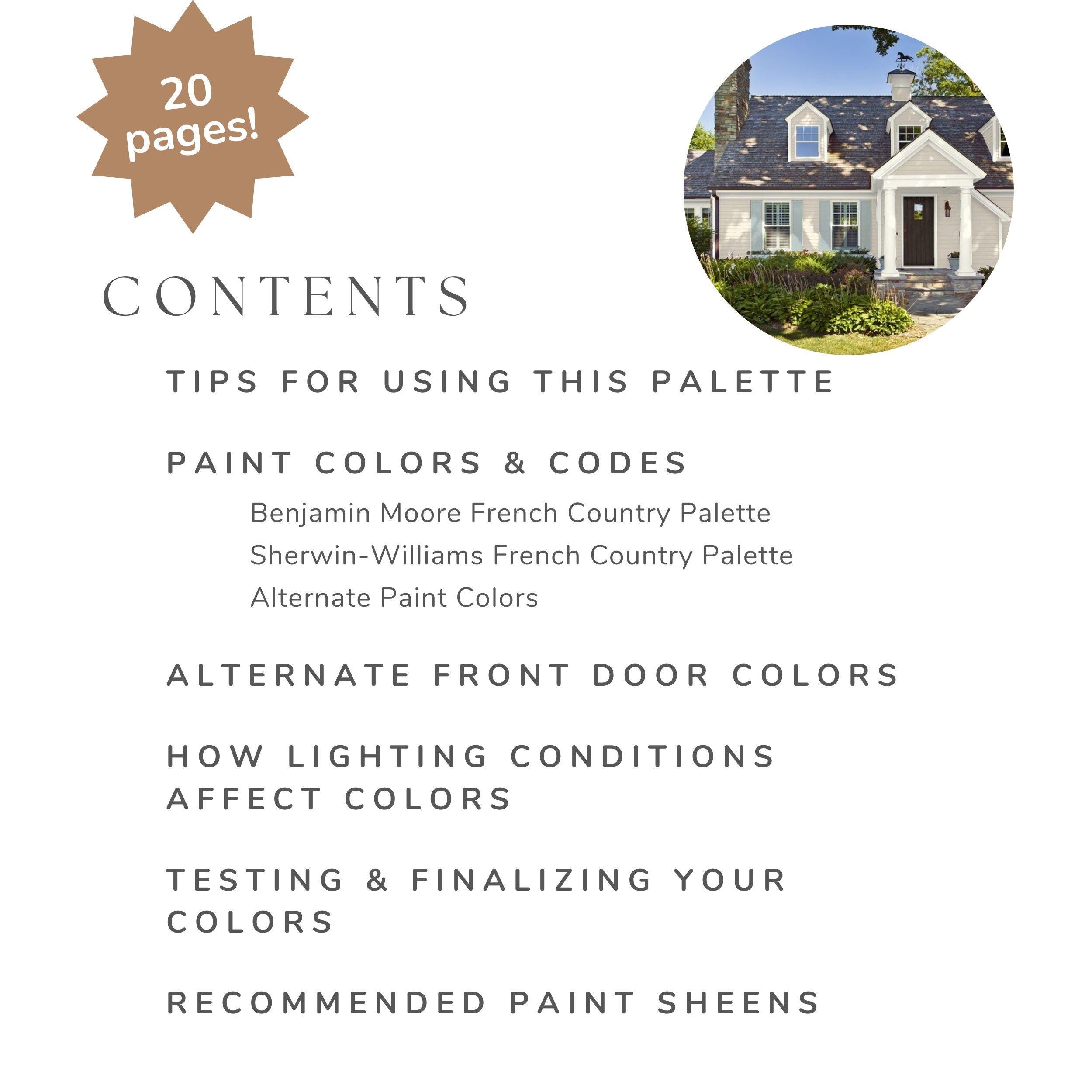 Exterior Paint Color Palette - French Country - Etsy