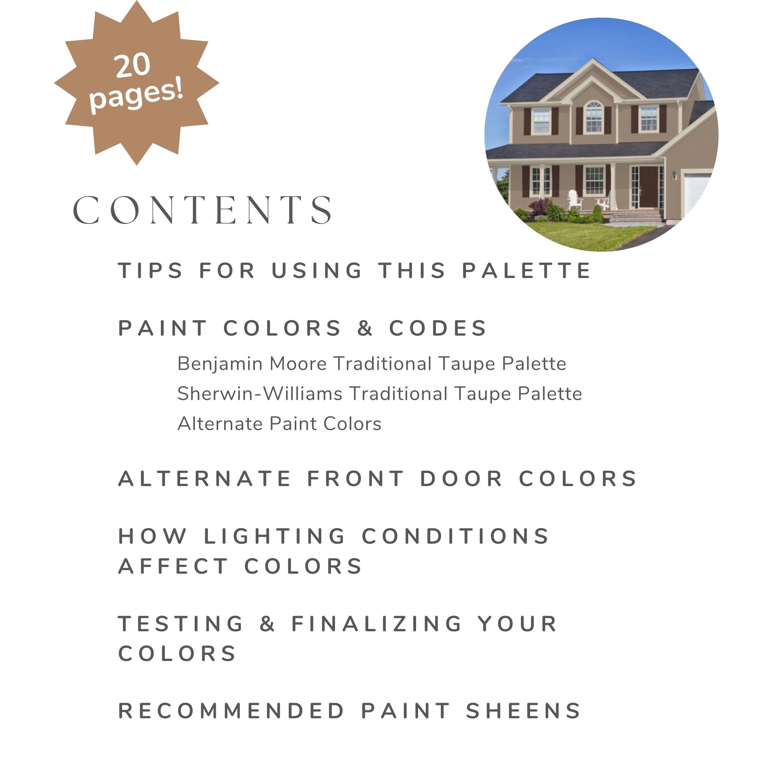 Exterior Paint Color Palette - Traditional Taupe - Etsy