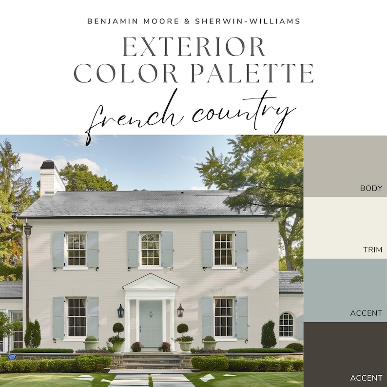 Exterior Paint Color Palette - French Country - Etsy