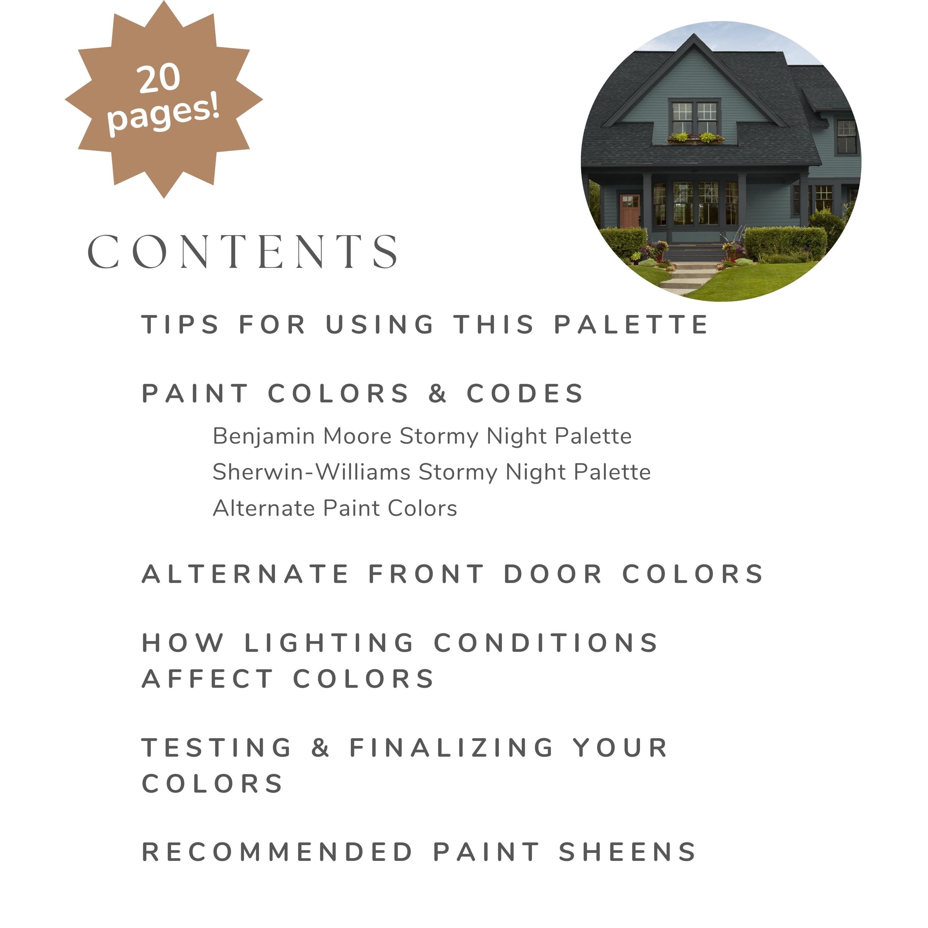 Exterior Paint Color Palette - Stormy Night - Etsy