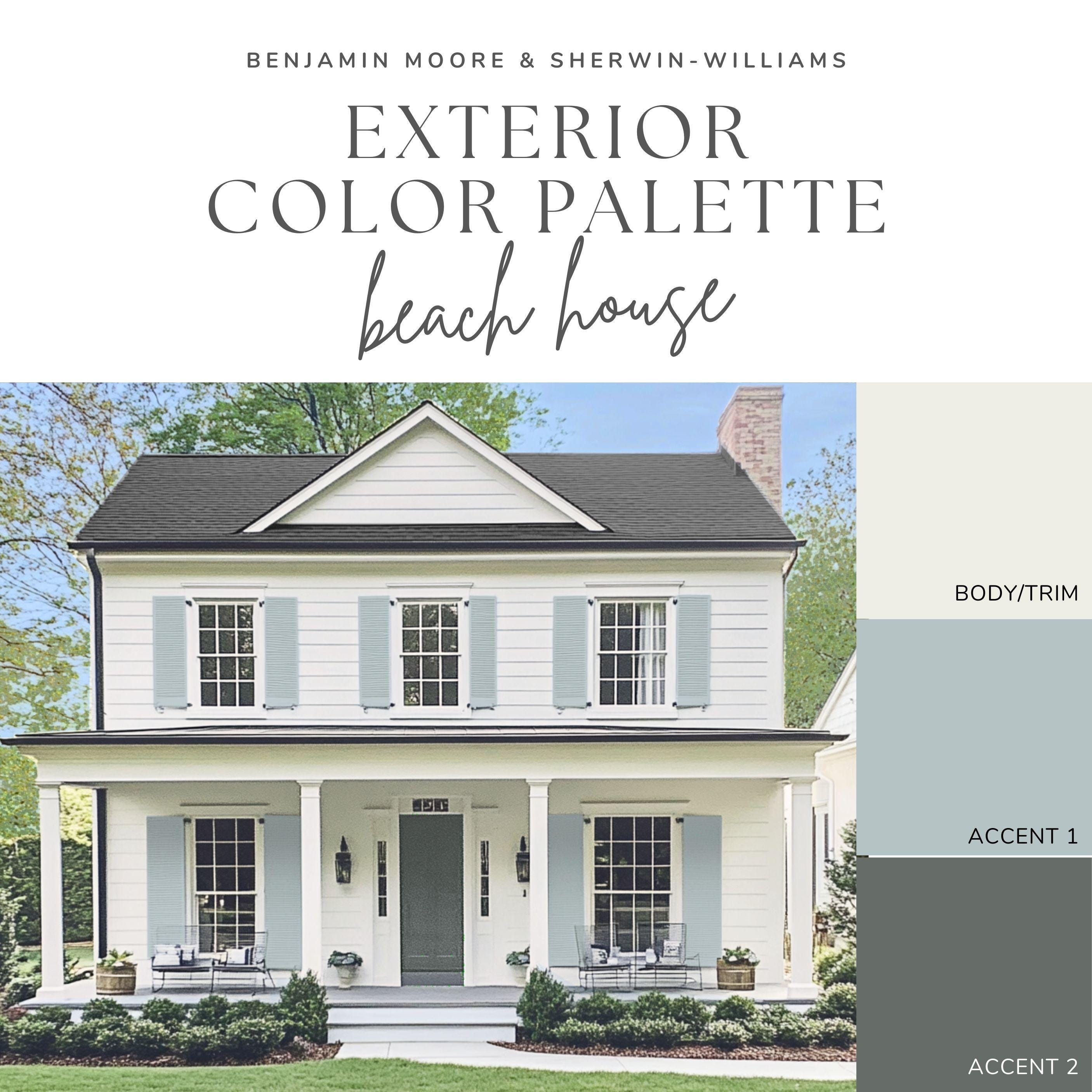 Exterior Paint Color Palette - Beach House - Etsy