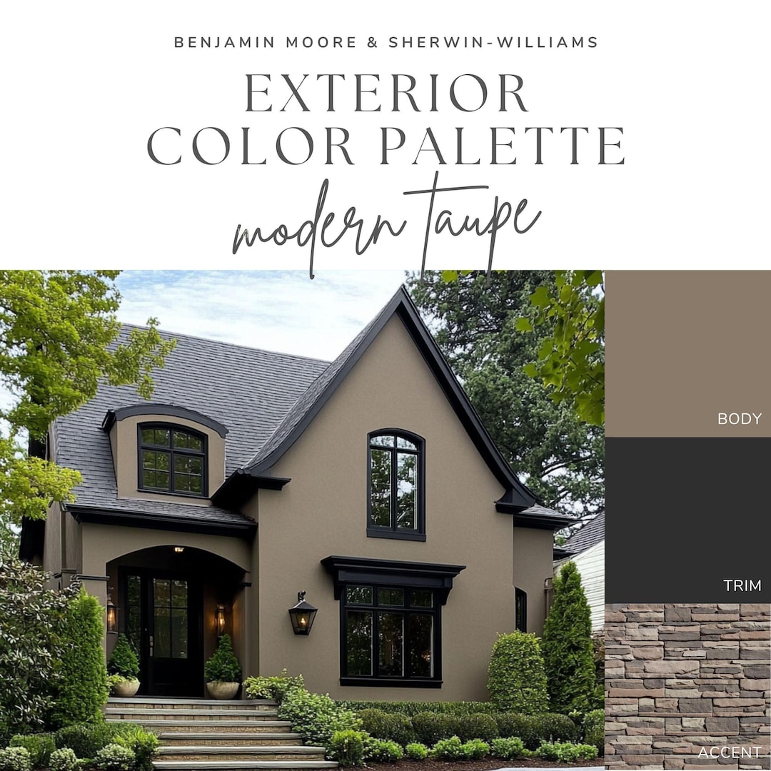 Exterior Paint Color Palette - Modern Taupe - Etsy