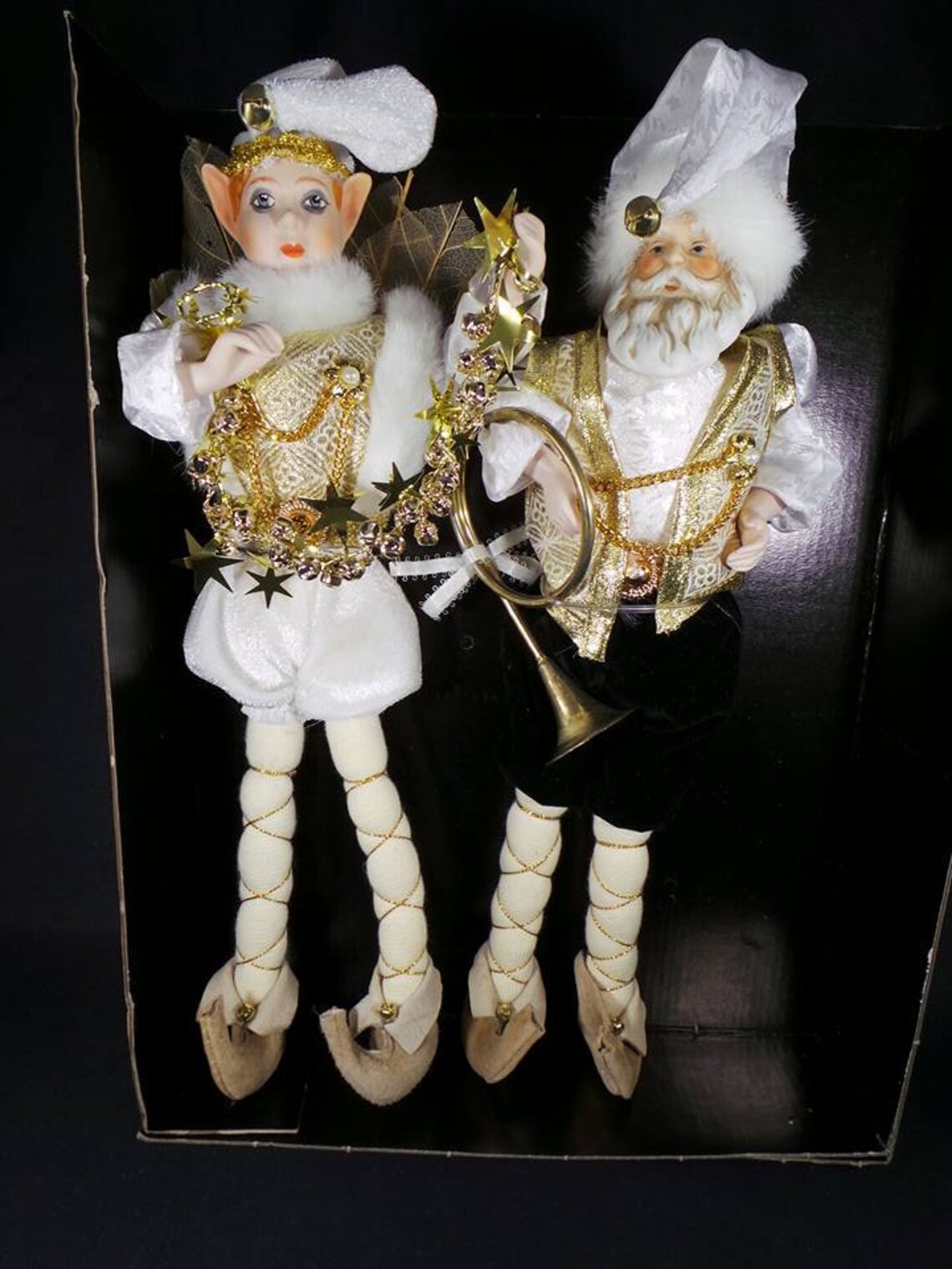 1992 Traditions Bendable Santa and Elf Christmas Decorations - Etsy