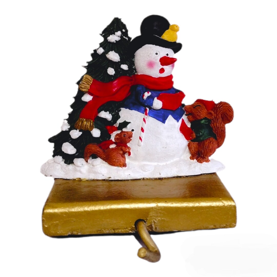 Christmas Stocking Holder Snowman Caroler With Squirrels Christmas ...