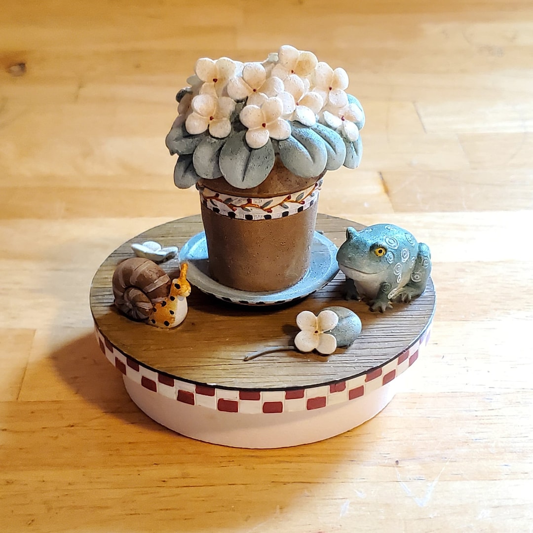 Vintage Debbie Mumm Candle Topper Frog Snail and Flowerpot, Broken ...