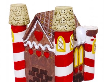 Ceramic Candy Cane House - Etsy