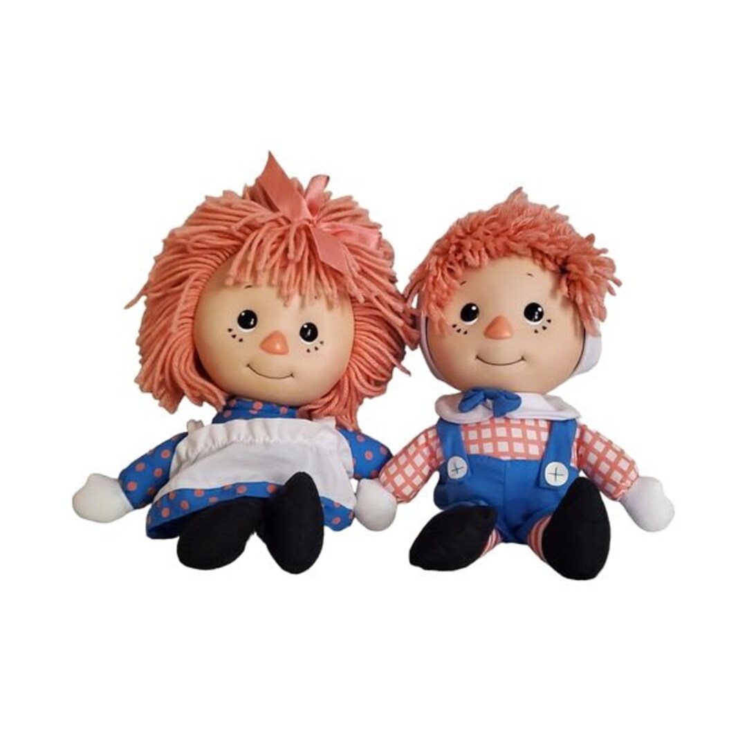 1991 Macmillan Inc Little Raggedy Ann and Andy Dolls Plush Vinyl Face ...