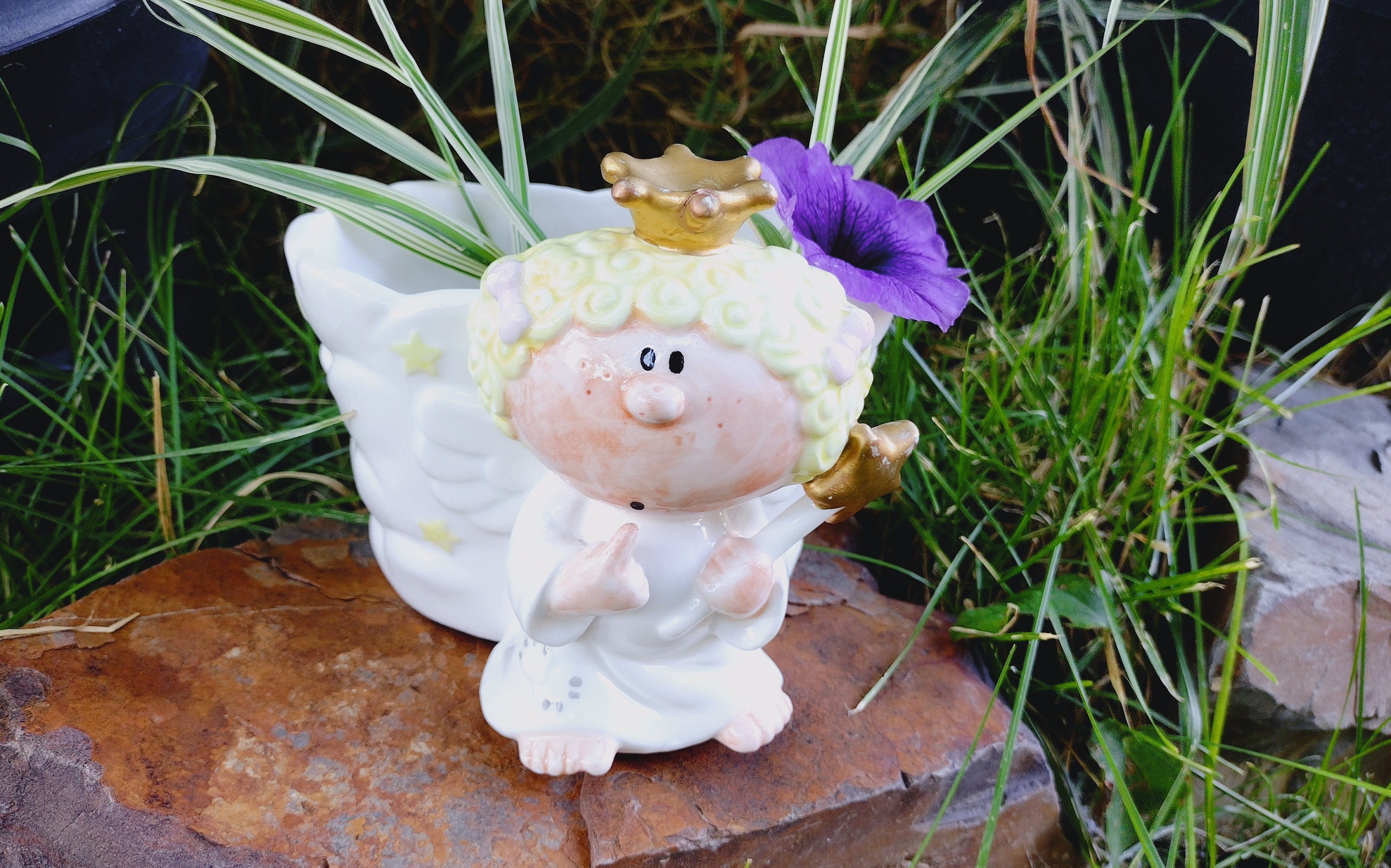 1997 Cast Art Ceramic Bumpkins Angel Planter - Etsy