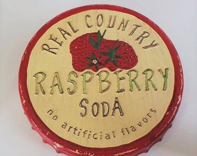 Raspberry Soda Pop Metal Tin Sign Bottle Cap Wall Hanging - Etsy