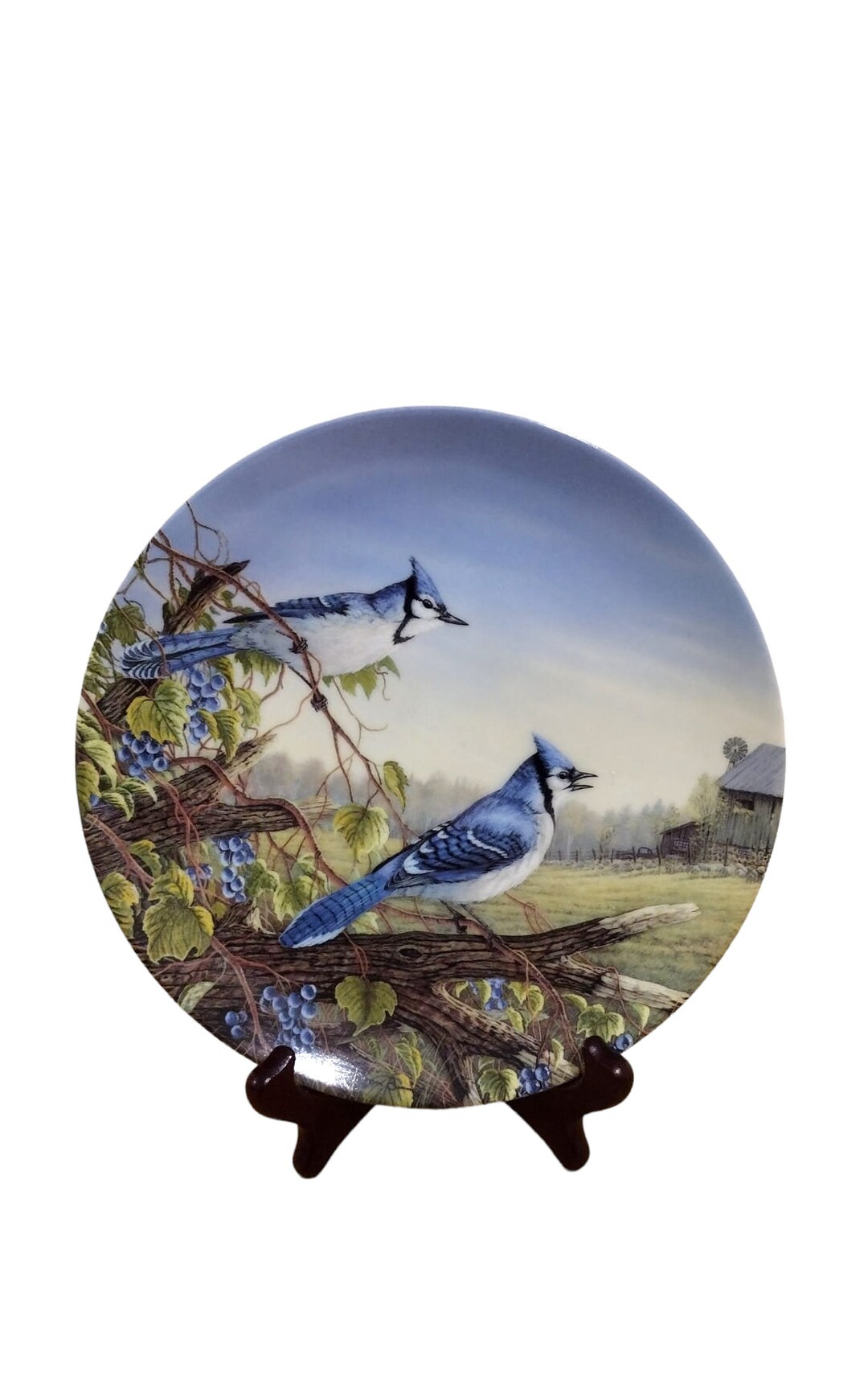 1991 Collectible Ceramic Plate "blue Jays in Early Fall" by Sam Timm ...