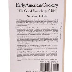 1996 Early American Cookery: the Good Housekeeper, 1841 by Sarah ...