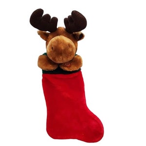 Vintage MTY International Stuffed Plush Toy Moose Stocking Christmas ...