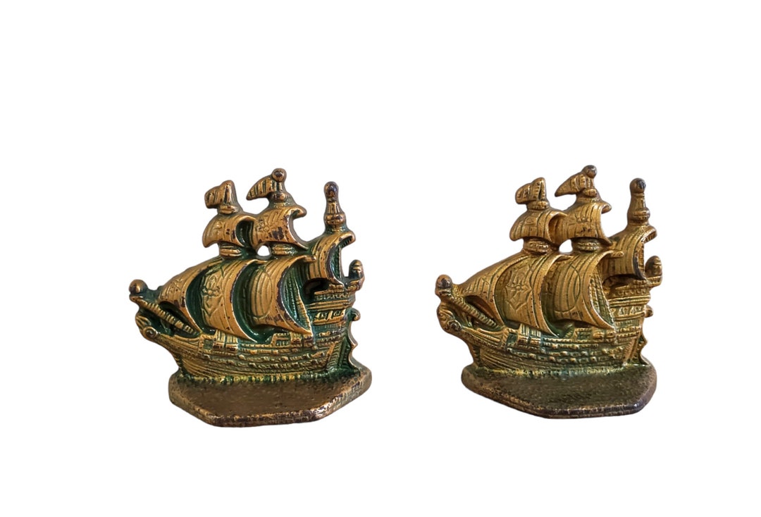 Vintage Cast Iron Ship Bookends, Cast Iron Ship Bookends, Home Decor ...