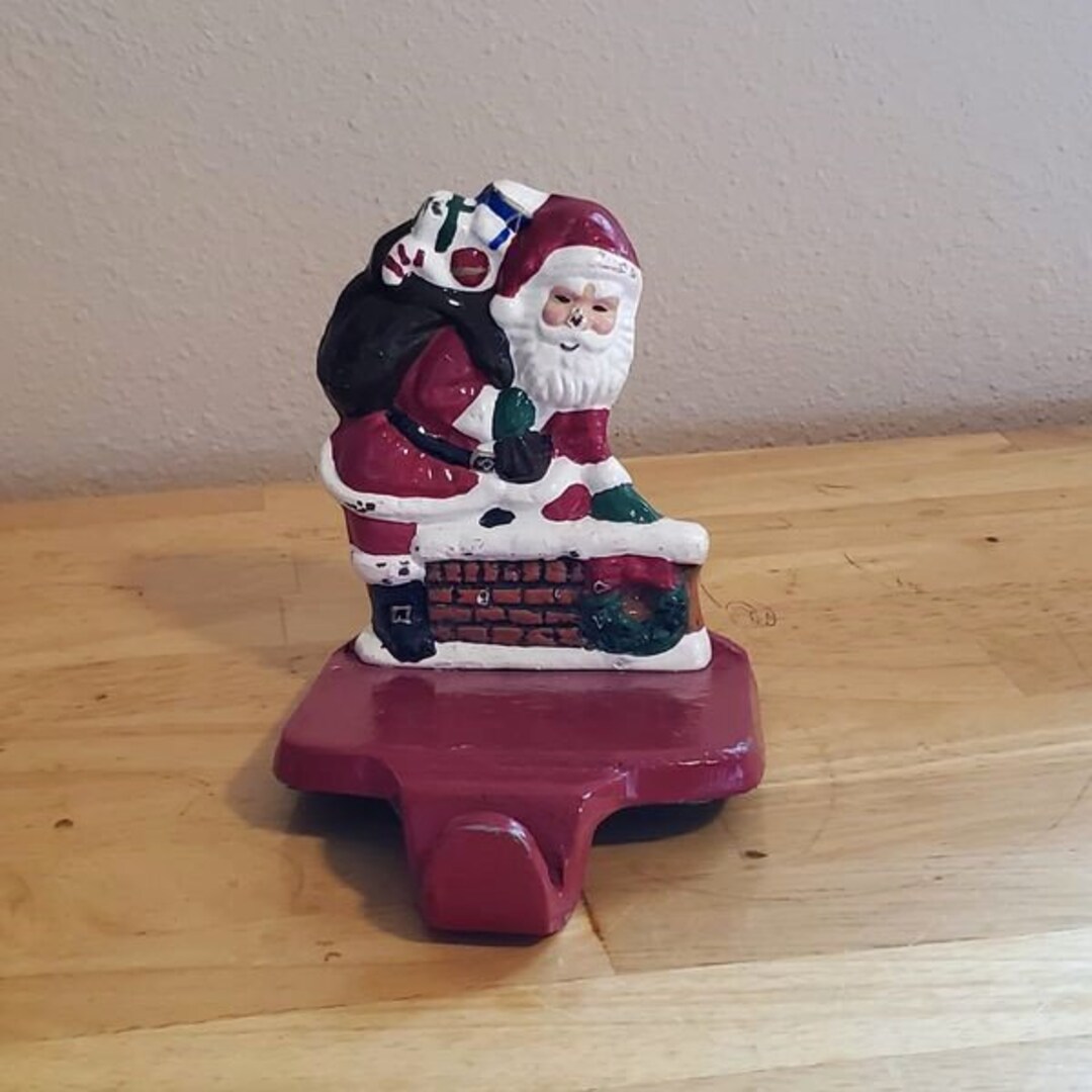 Vintage Cast Iron Santa Claus on Chimney Stocking Hanger Holder - Etsy
