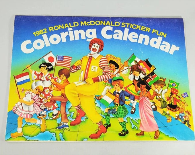1982 Ronald Mcdonald Sticker Fun Coloring Calendar - Etsy