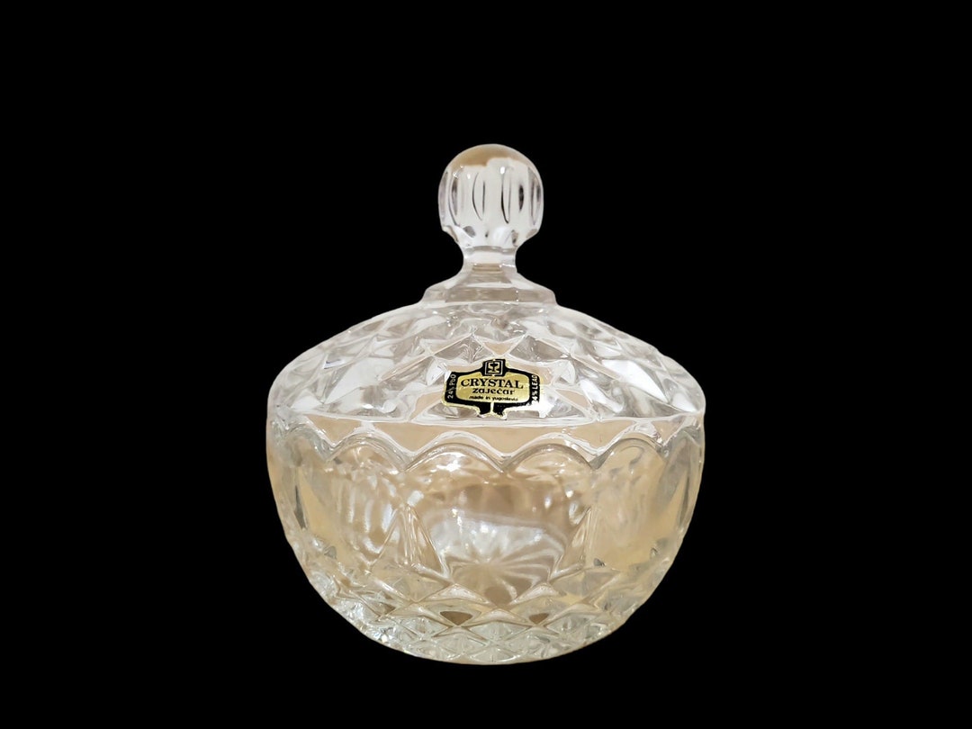 Vintage Zajecar Yugoslavia Crystal Glass Covered Candy Dish - Etsy