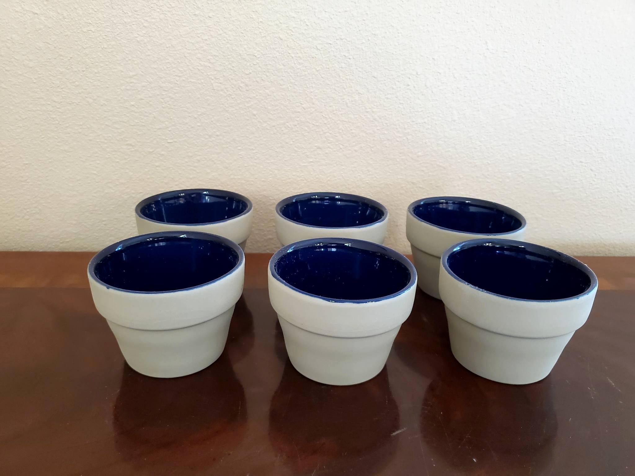 2001 Hearthstone Set of 6 Clay Glazed Muffin Bakers Flower Pots Baking ...