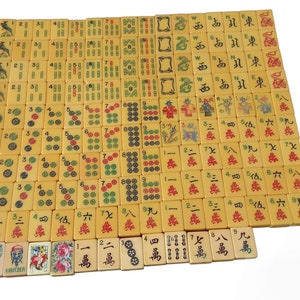 Vintage Mahjong Chinese Tiles Game, Family Game, Mahjong Vintage Game ...