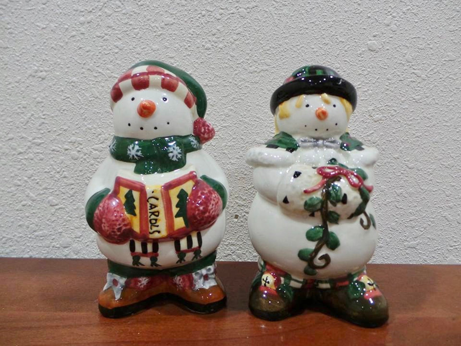 Vintage Sakura Debbie Mumm Caroling Snowmen Salt Pepper - Etsy