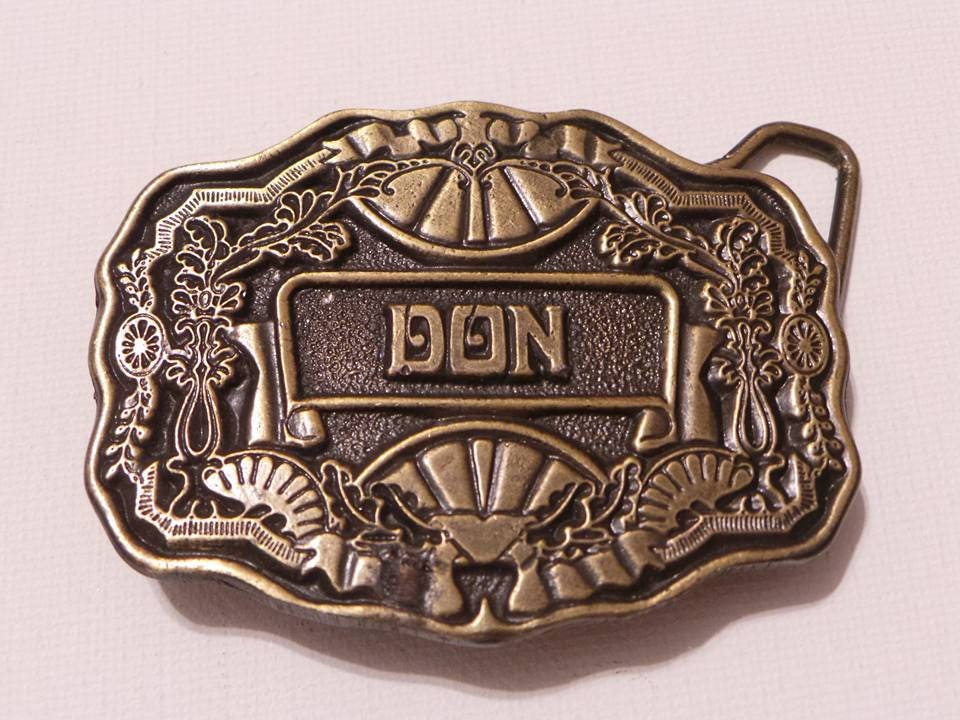 Retro Brass Belt Buckle 'DON' - Etsy