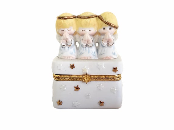 Vintage Three Praying Angels Porcelain Keepsake Box Jewelry - Etsy