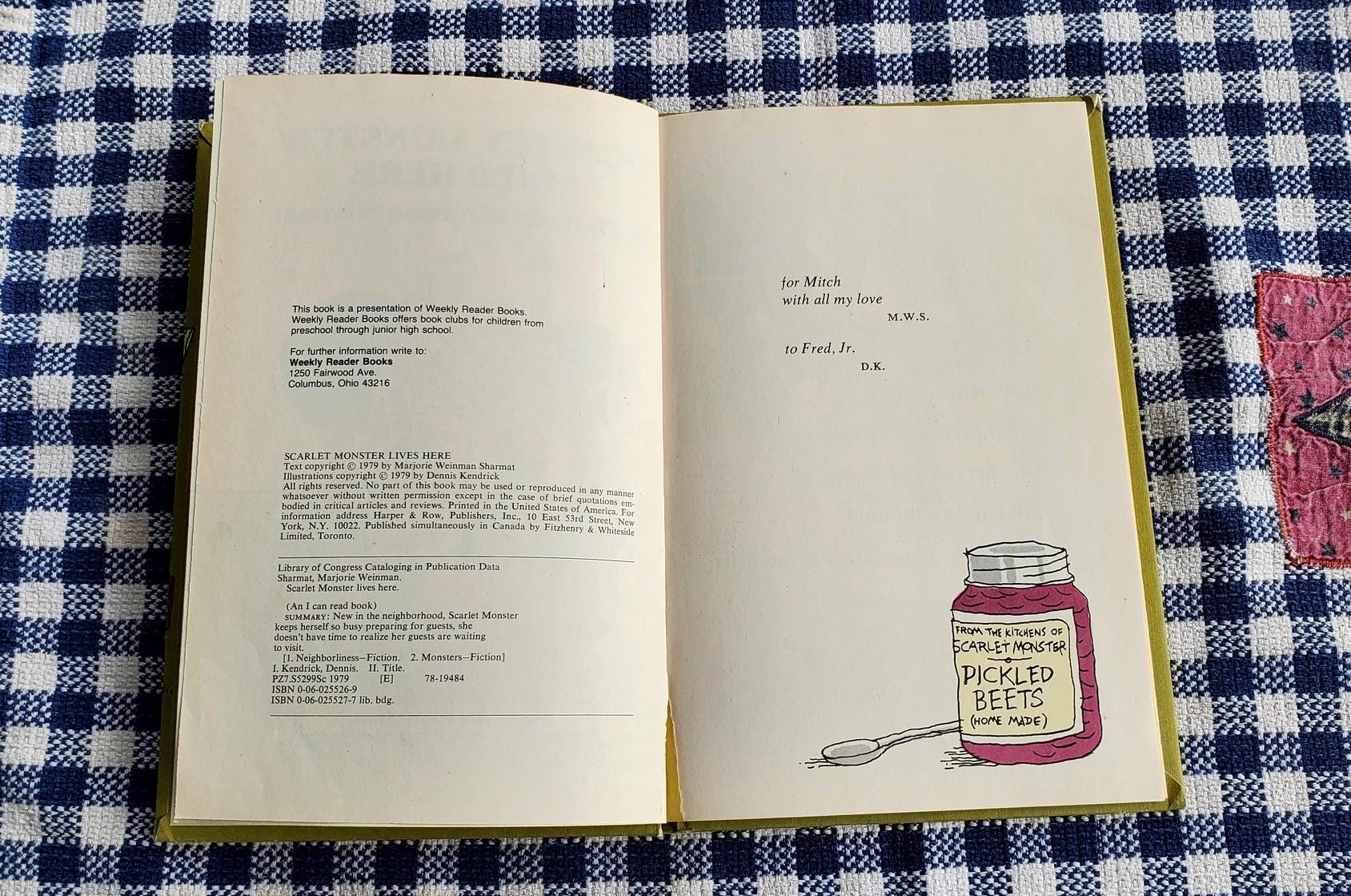 1979 Scarlet Monster Lives Here by Marjorie Weinman Sharmat Children's ...