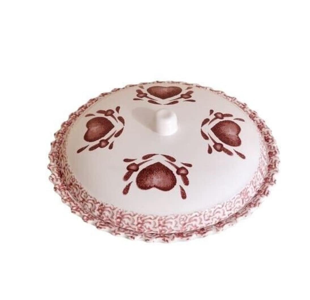 ABC Distributing Inc Red Heart Ceramic Pie Keeper Plate and Cover - Etsy