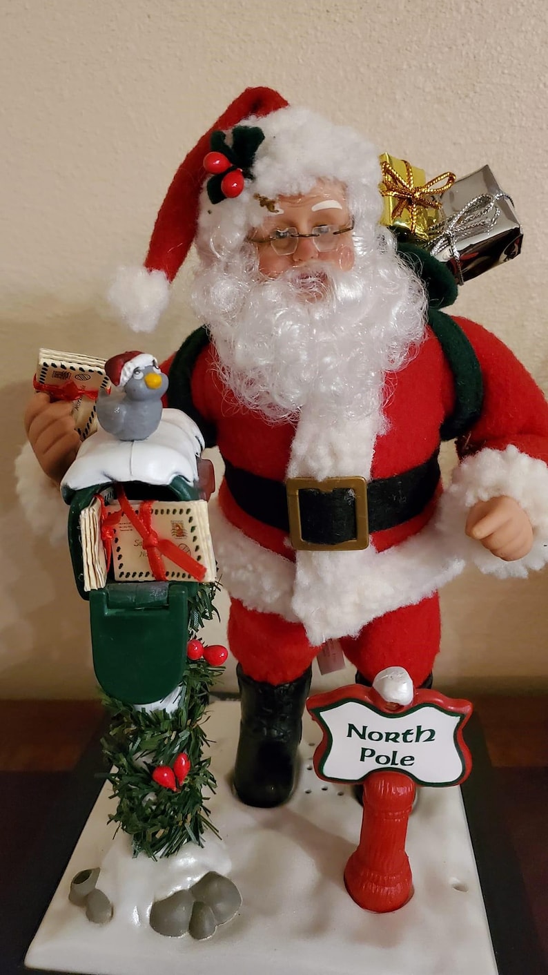 1995 Holiday Creations Santa Claus Mailbox Lighted North Pole Musical ...