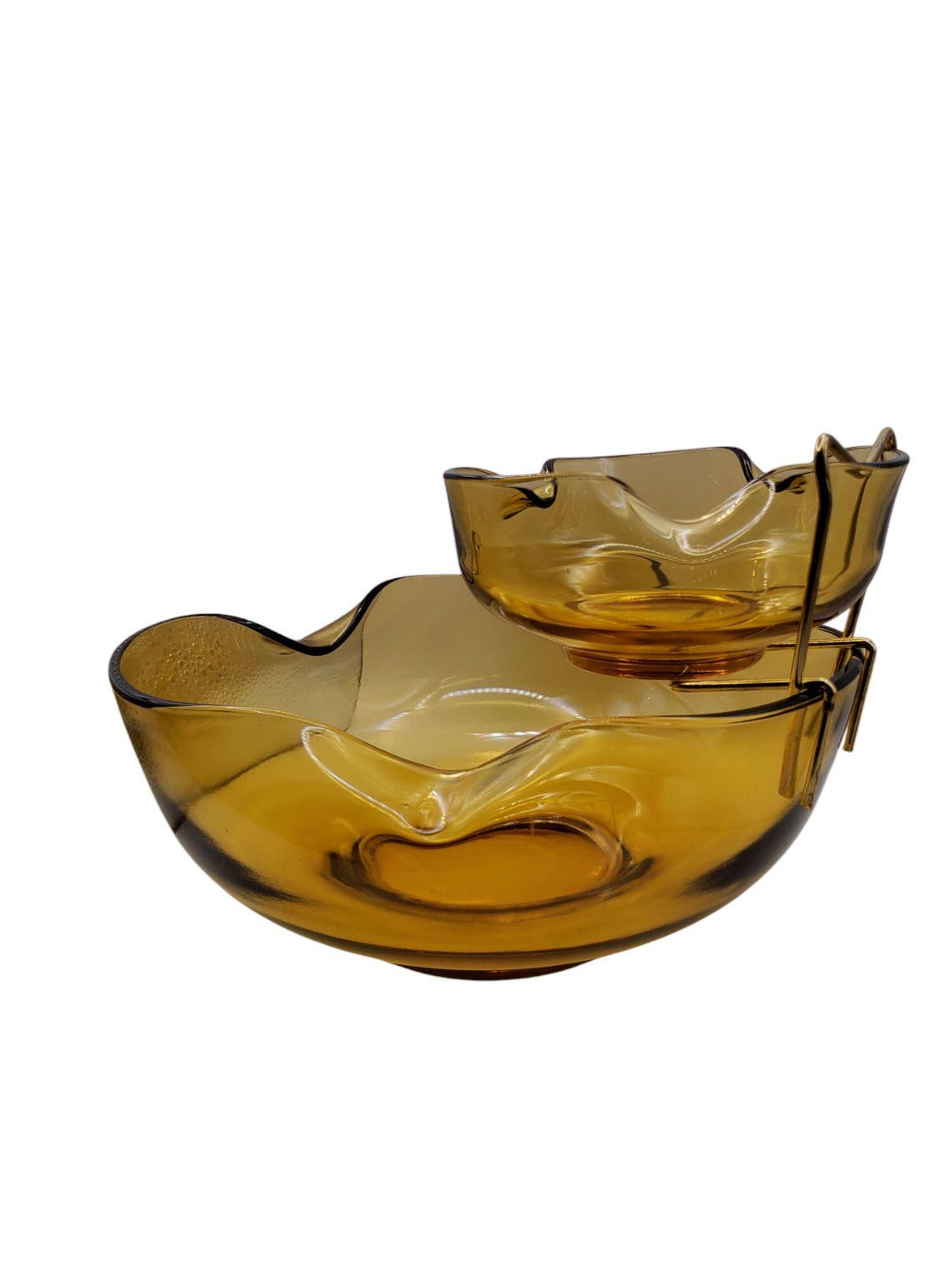 Vintage Anchor Hocking Accent Modern 3pc Chip 'N Dip Set Honey Gold ...