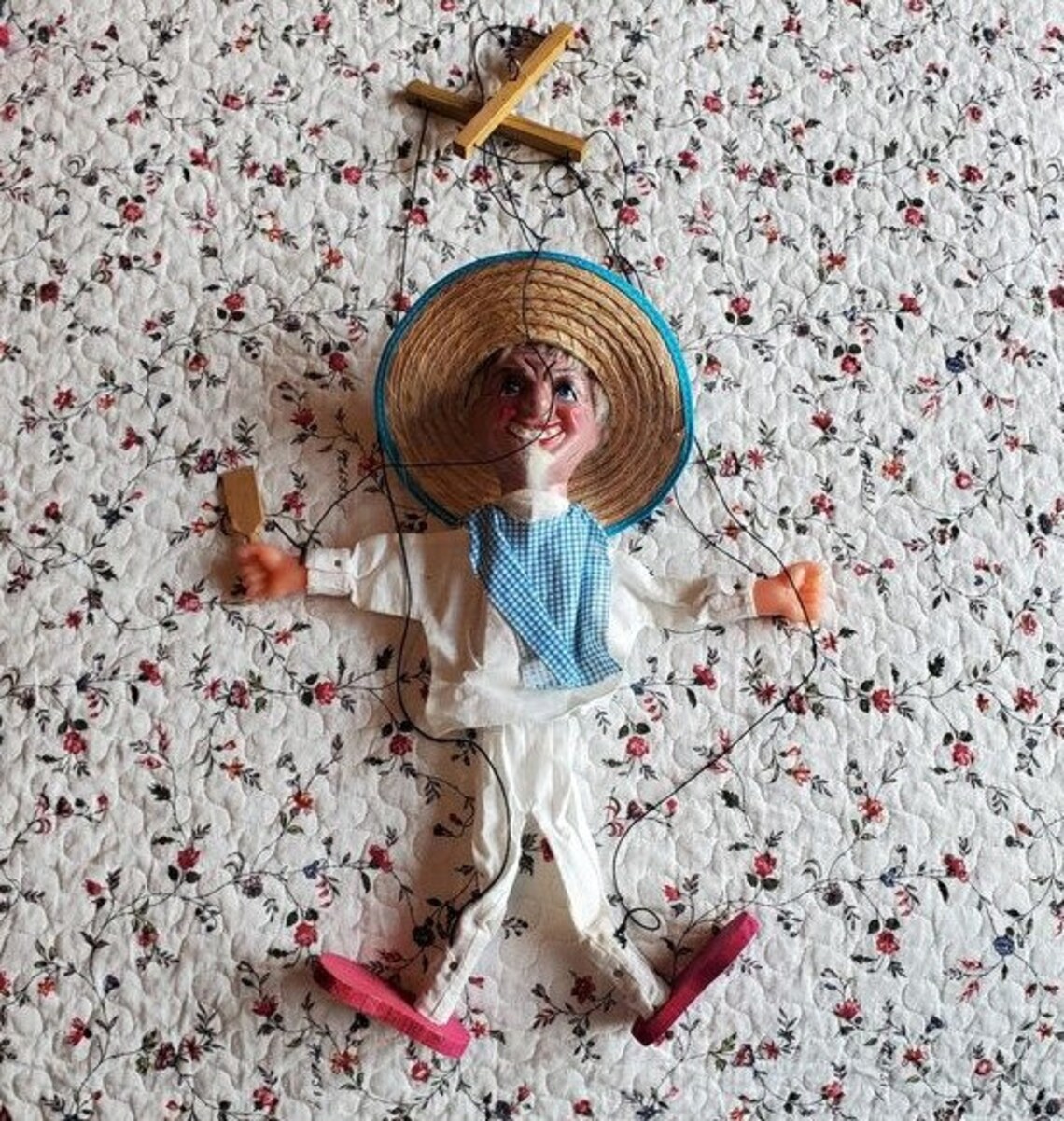 Vintage Marionette String Puppet Peasant Man Sombrero Hat - Etsy