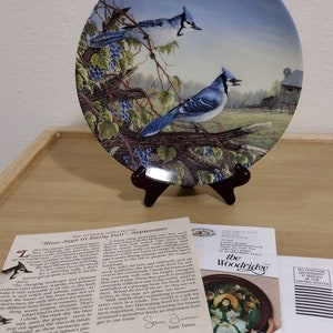 1991 Collectible Ceramic Plate "blue Jays in Early Fall" by Sam Timm ...