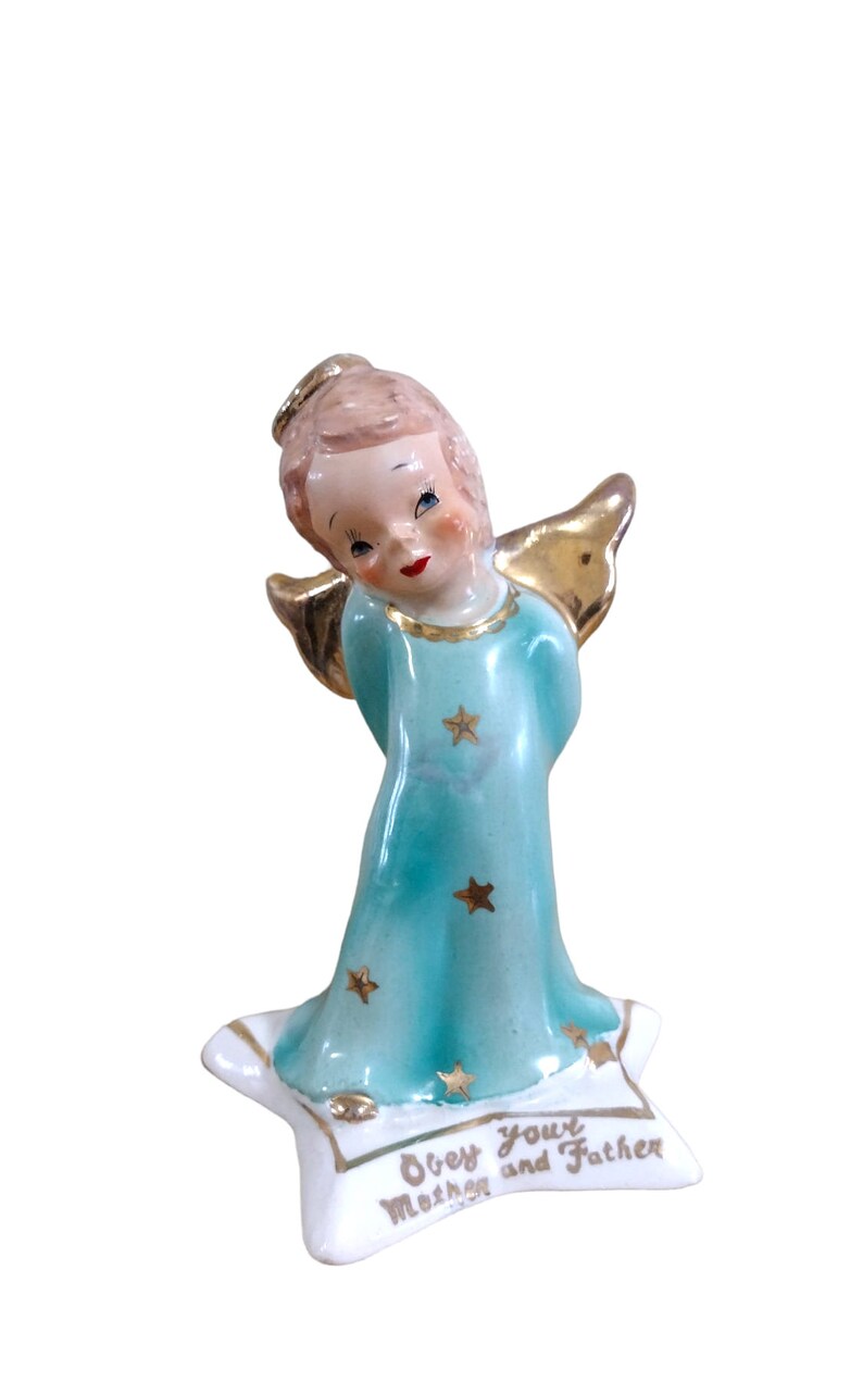 1950s Yona Original Ceramic Girl Angel Figurine "obey Your Mother and ...