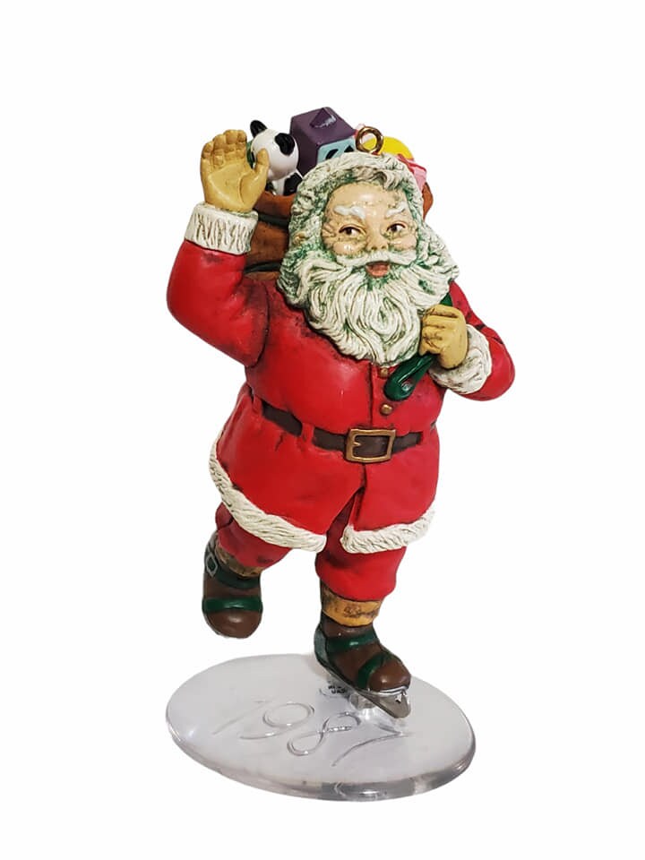 1987 Enesco Santa on Skates Handcrafted Christmas Ornament - Etsy