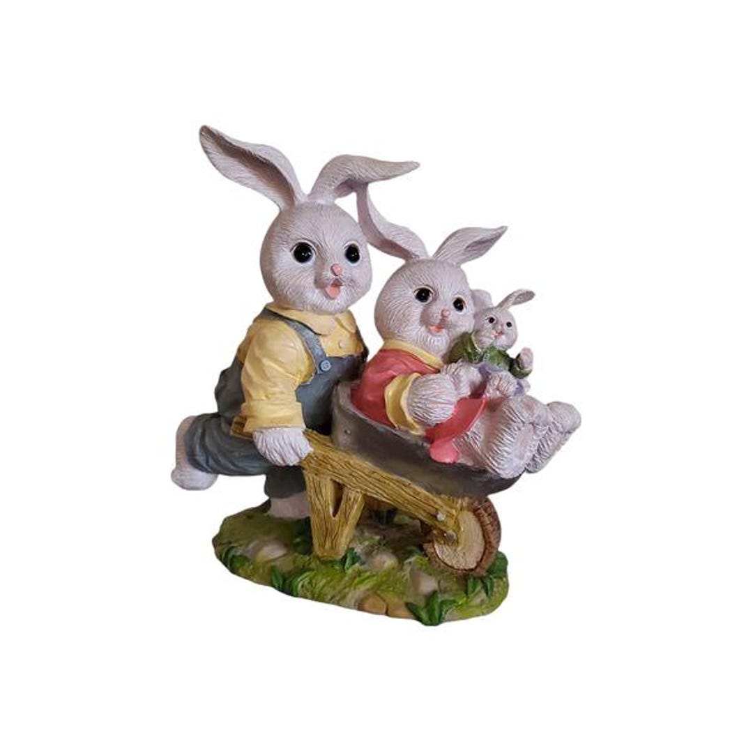 1999 Young's Inc Bunny Rabbits in Wheelbarrow Figurine Easter Decor - Etsy