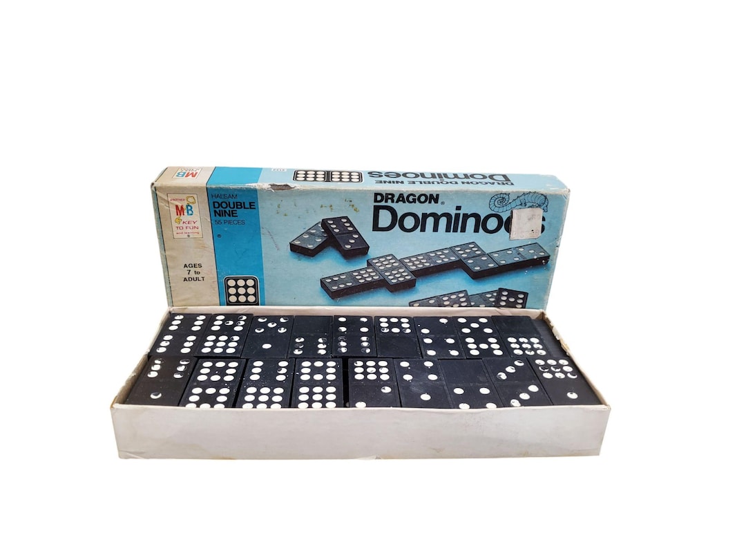 1970 Milton Bradley Dragon Double Nine Vintage Dominoes Game - Etsy