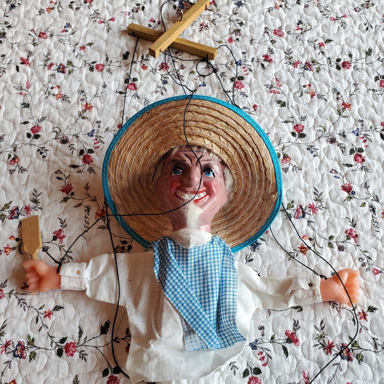 Vintage Marionette String Puppet Peasant Man Sombrero Hat - Etsy