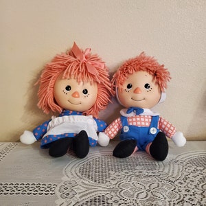 1991 Macmillan Inc Little Raggedy Ann and Andy Dolls Plush Vinyl Face ...