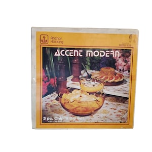 Vintage Anchor Hocking Accent Modern 3pc Chip 'N Dip Set Honey Gold ...