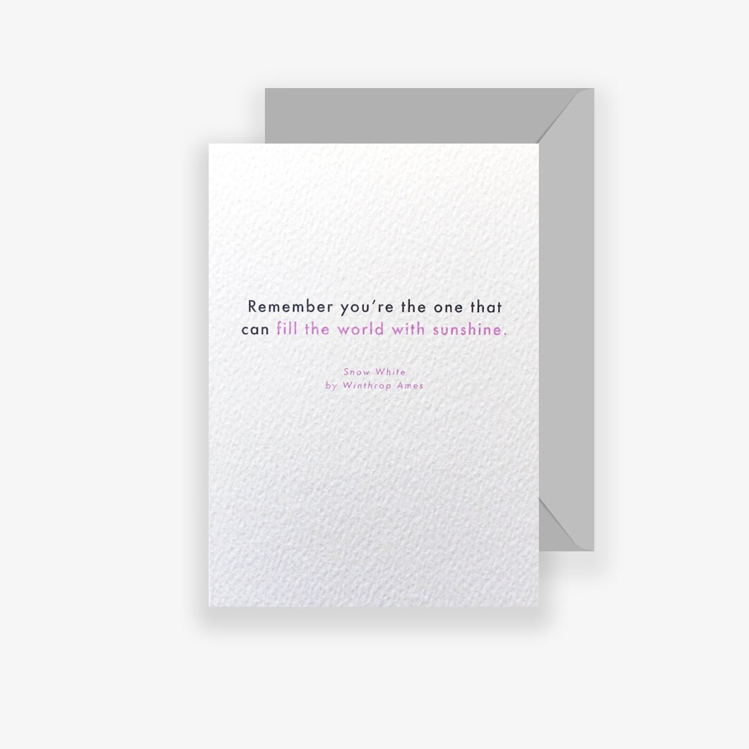 Snow White Quote Card, Birthday Card, Congratulations Card, Good Luck ...