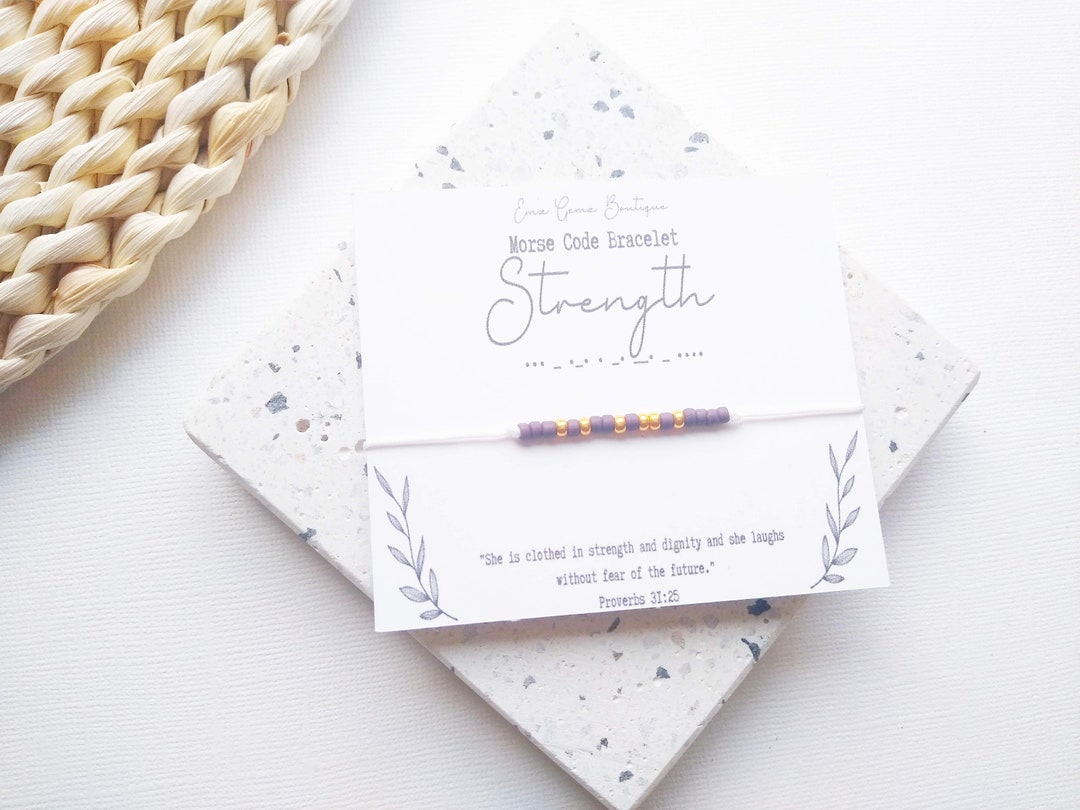 Strength Morse Code Bracelet, Proverbs 31:25, Bible Verse Morse Code Bracelet, Personalized ...