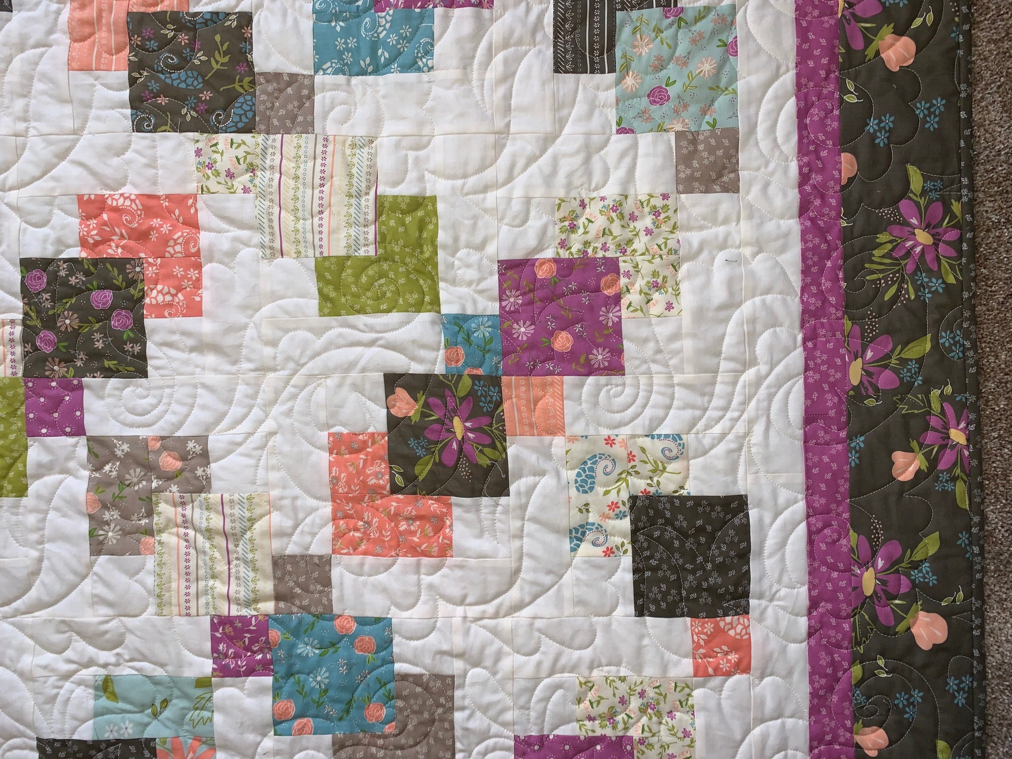 Falling Squares Quilt Quilts for Sale, Patchwork Quilt, Custom Blankets ...