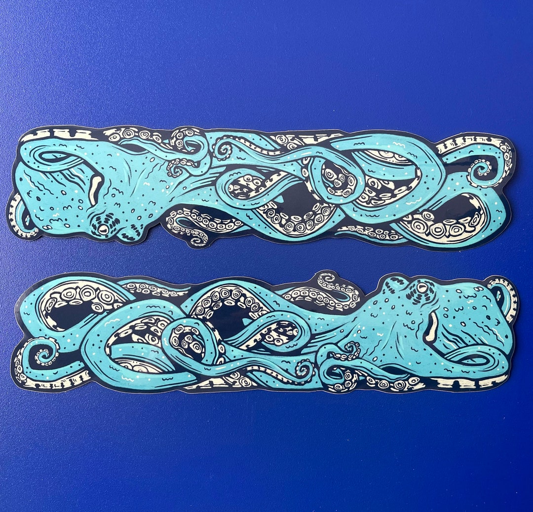 Teal Octopus Wrap Around Sticker - Etsy