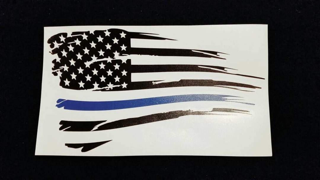 Tattered Flag Decal...., Back the Blue, Support Police or Firemen!! 5.5 ...